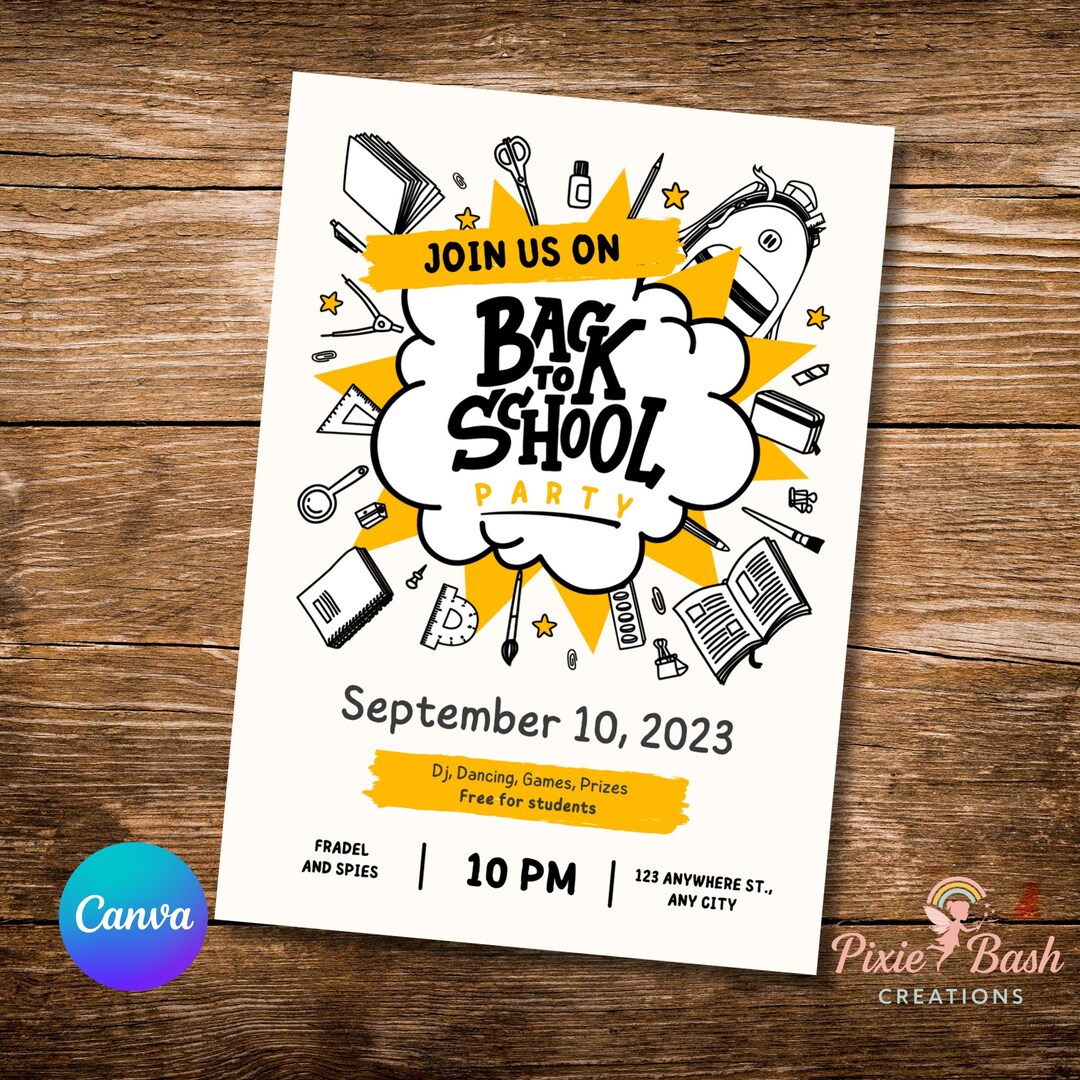 Back to School Party Invitation, Back to School Bash Flyer, End of ...