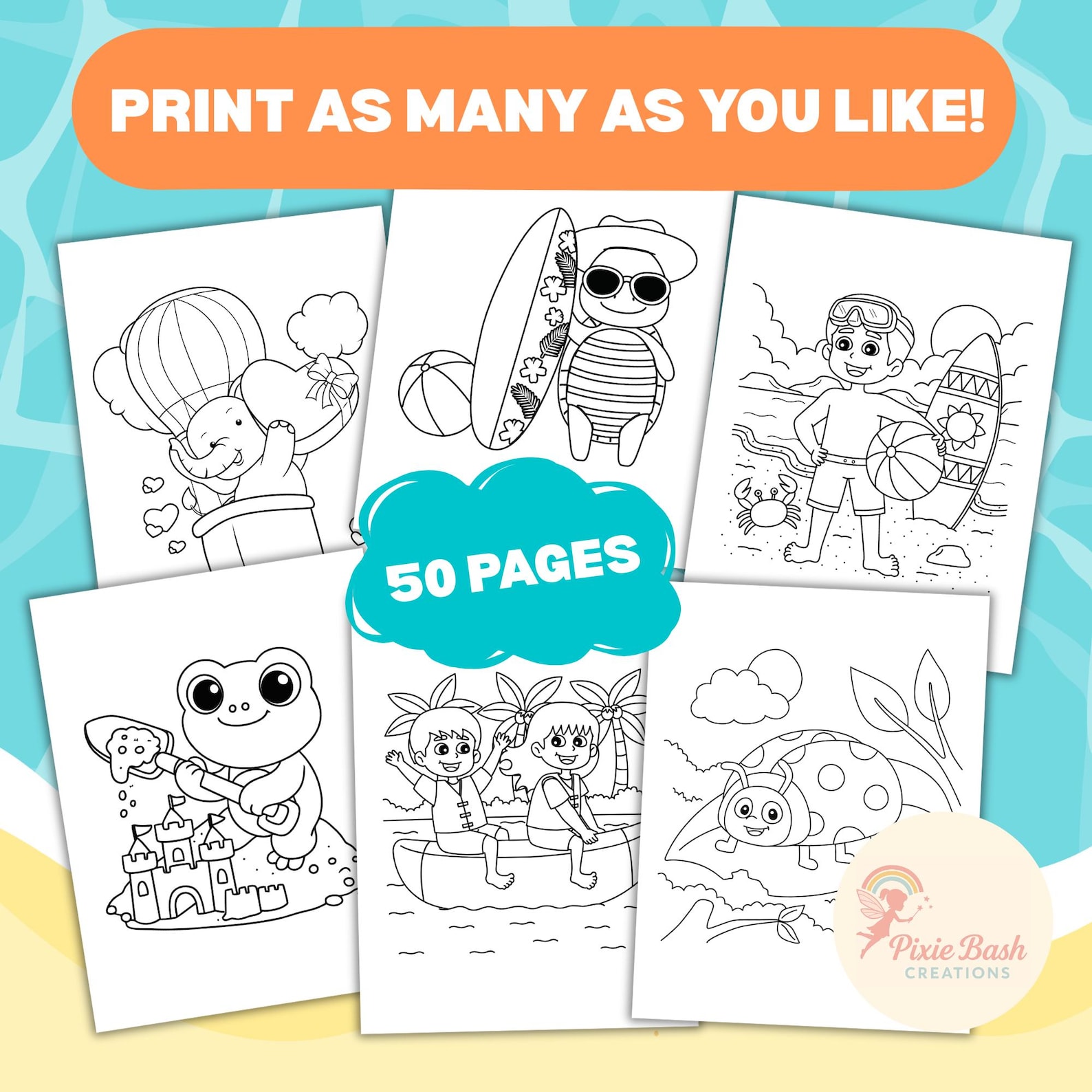 Summer Coloring Pages for Kids, Summer Coloring Book PDF Printable ...