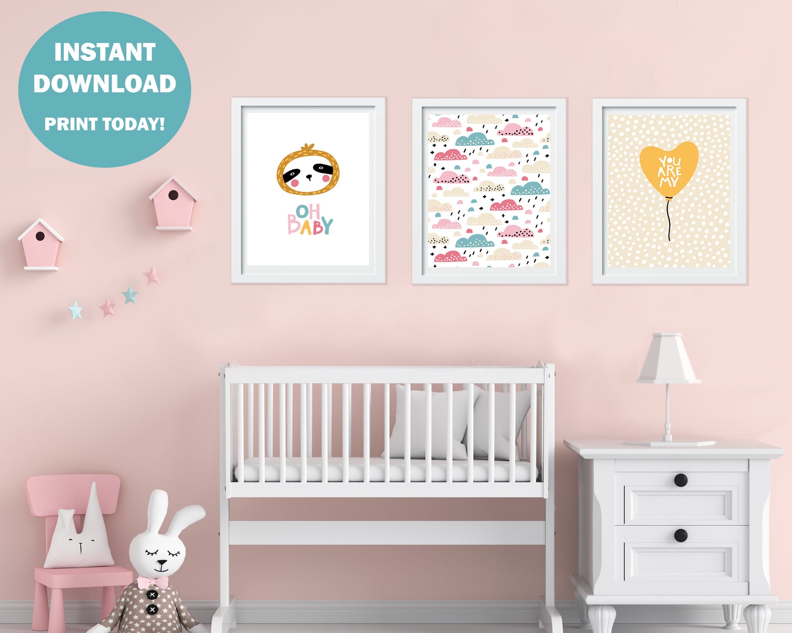 Baby Girl Nursery Wall Decor Set, Girl, Little Princess, Wall Art ...