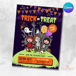 Trick or Treat Halloween Invitation Editable Template for Halloween ...