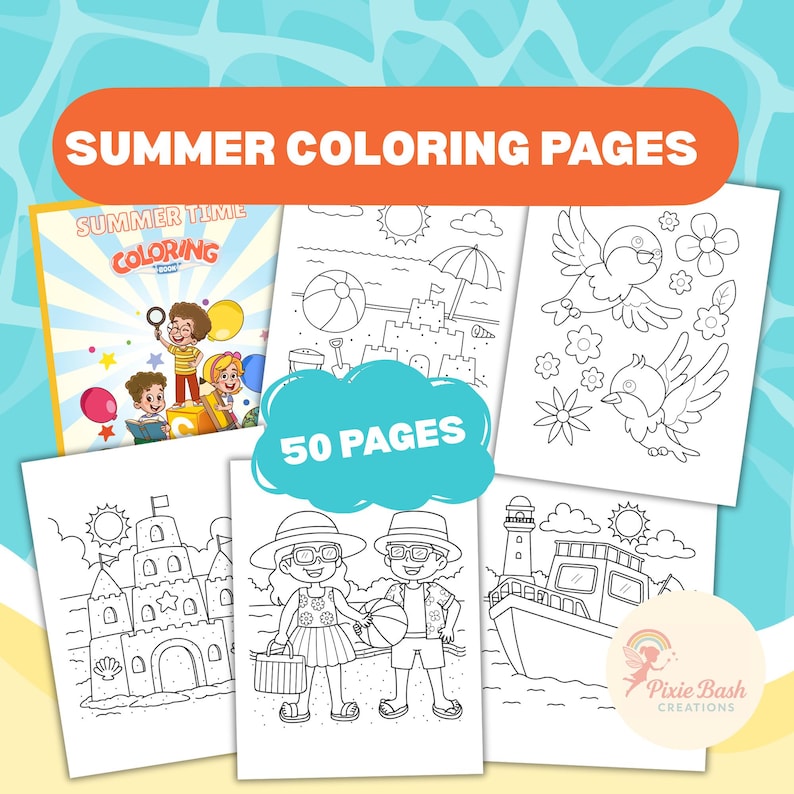Summer Coloring Pages for Kids, Summer Coloring Book PDF Printable ...