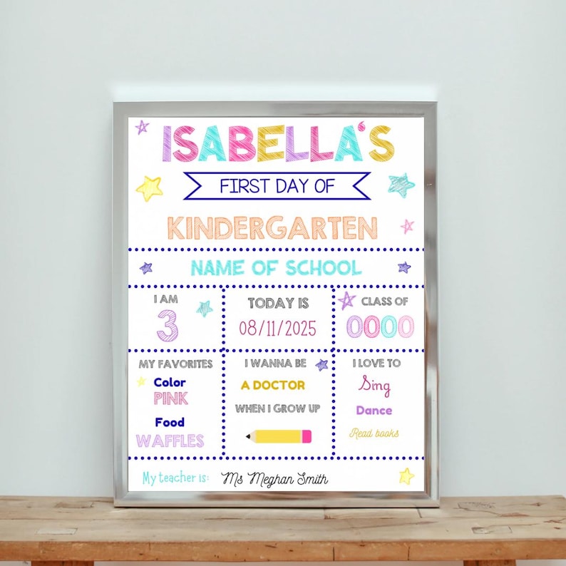 Editable First Day of School Sign Chalkboard & White, Canva Template ...