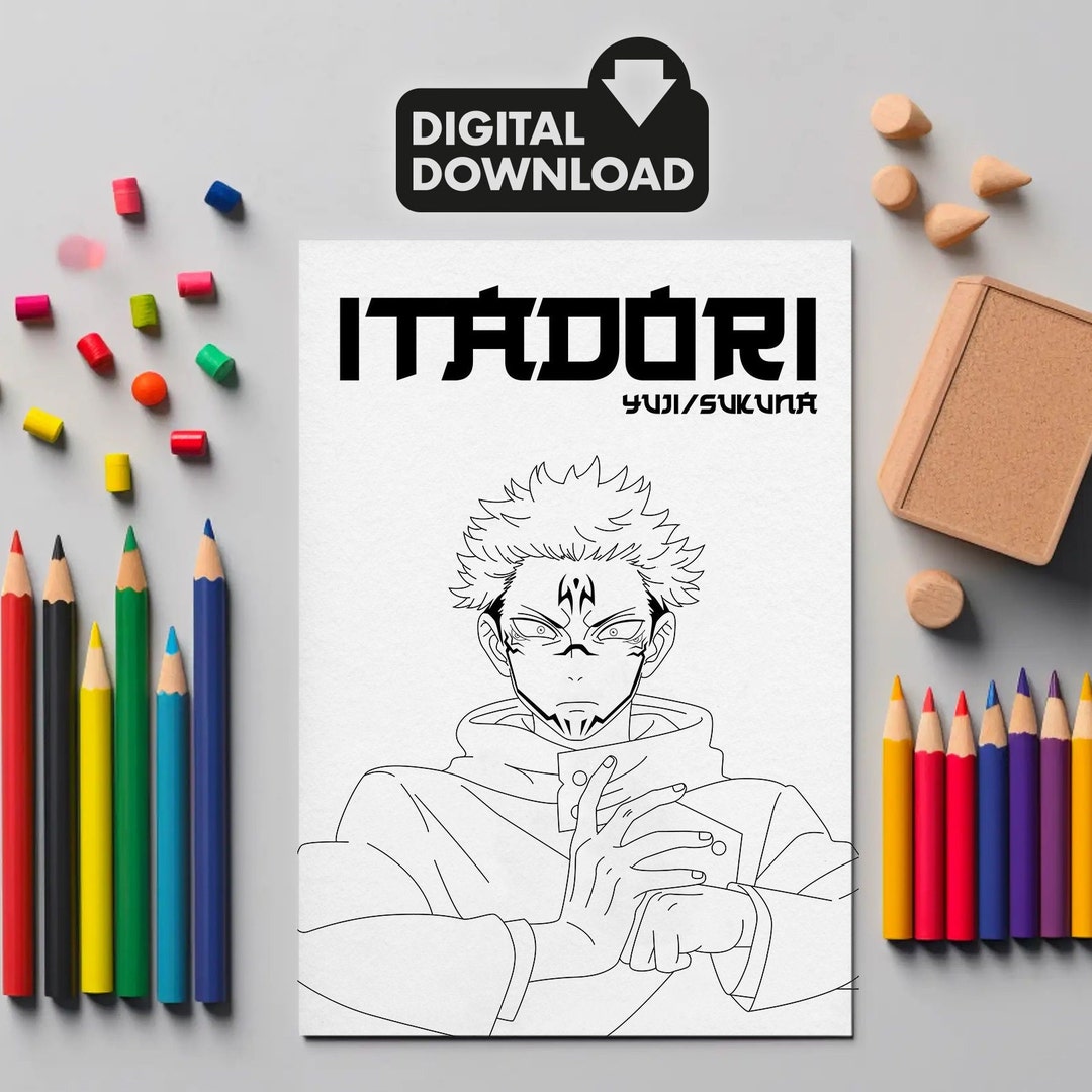 Yuji Itadori Sukuna Colouring Page Kids/adult Colouring Sheet, Anime ...