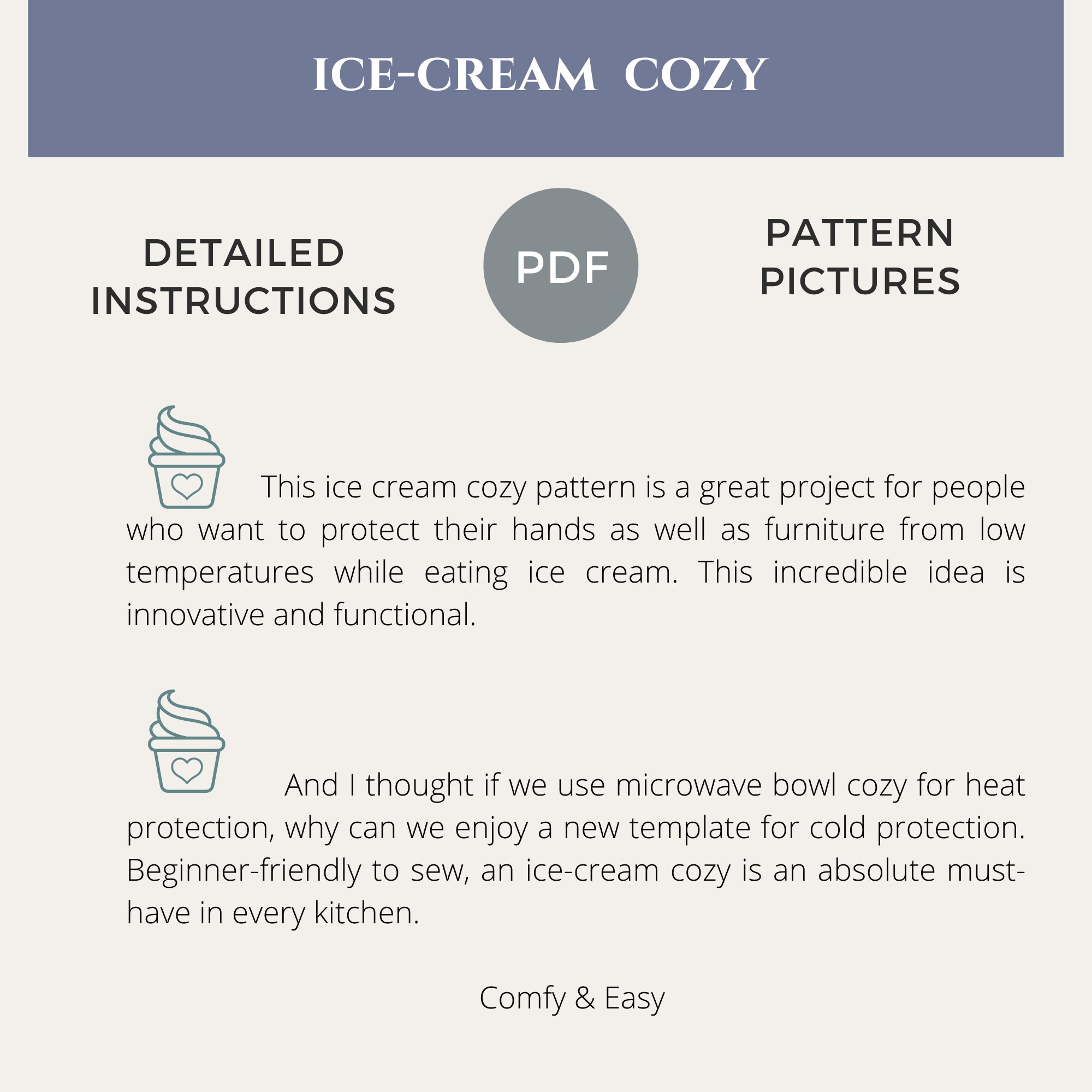 Ice Cream Cozy Sewing PDF Tutorial, Pattern & Instructions (digital ...