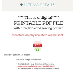 Instant DOWNLOAD, PRINTABLE PDF File Bowl Cozy Detailed Instructions ...