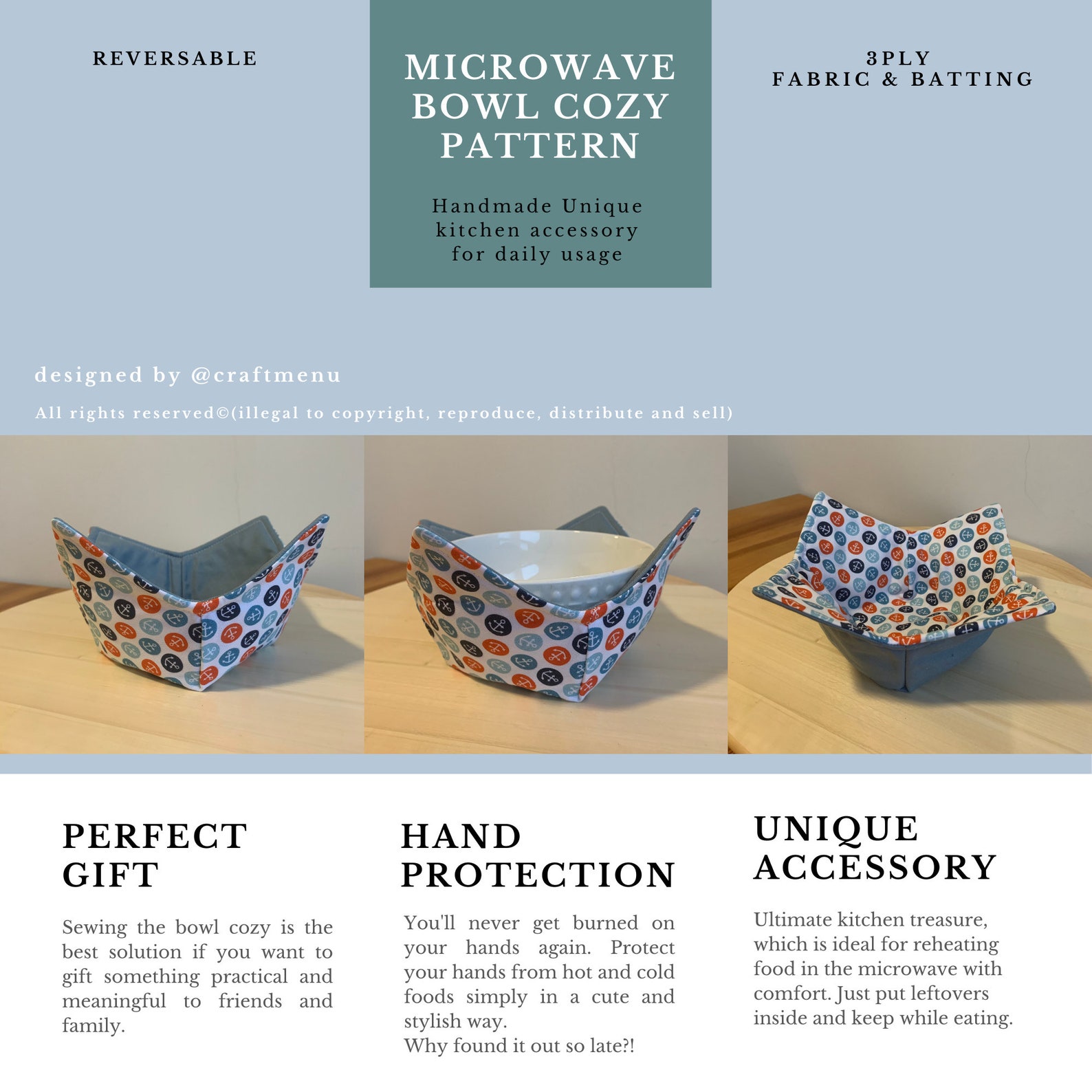 BOWL COZY PDF Sewing Tutorial With Detailed Instructions Etsy