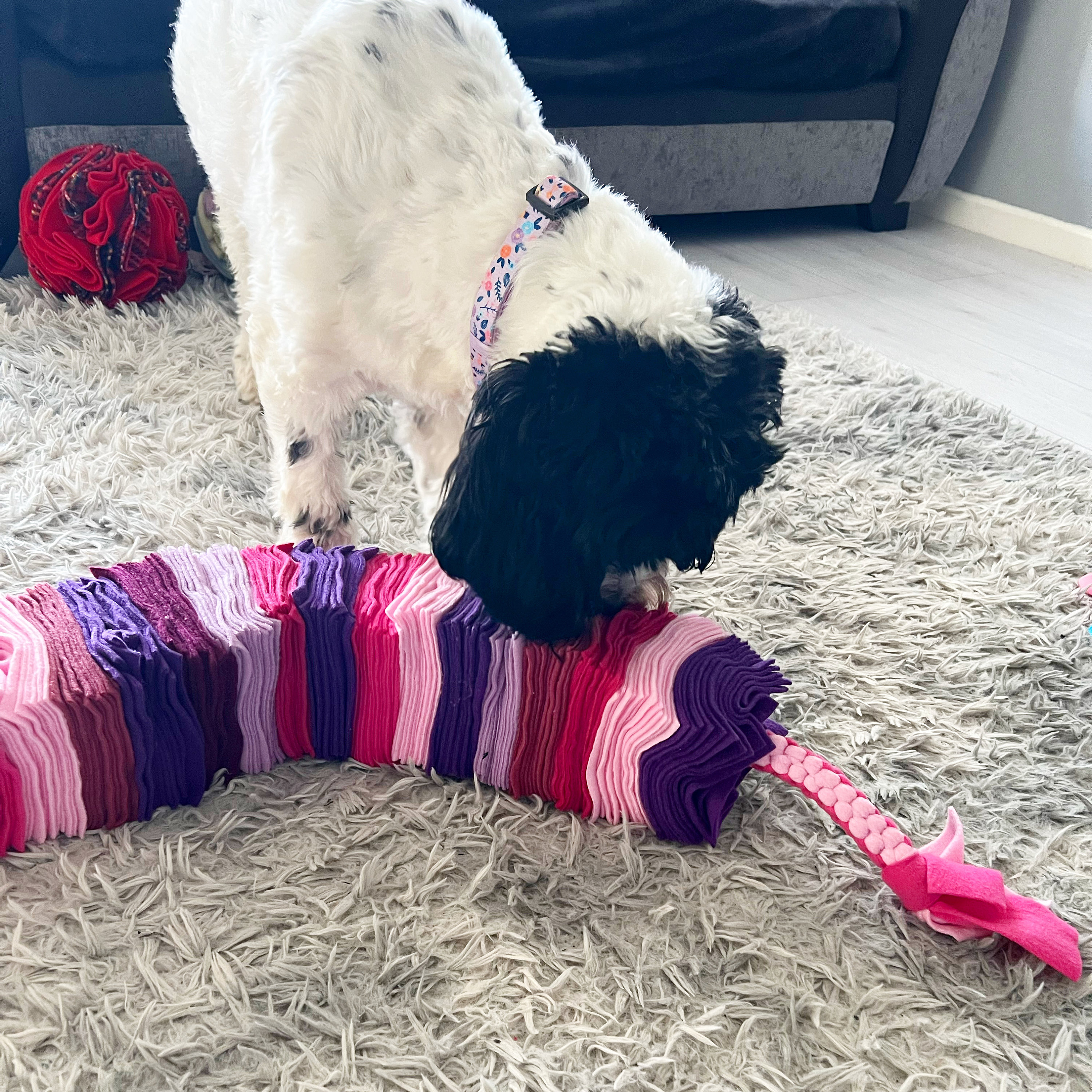 CUSTOM COLOUR Snuffle Roll + Tug Toy Enrichment Dog Toy | Slow Feeder ...
