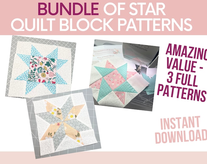 Split Star Quilt BLOCK Pattern - PDF Instant Download - 2 Sizes - 8 and ...