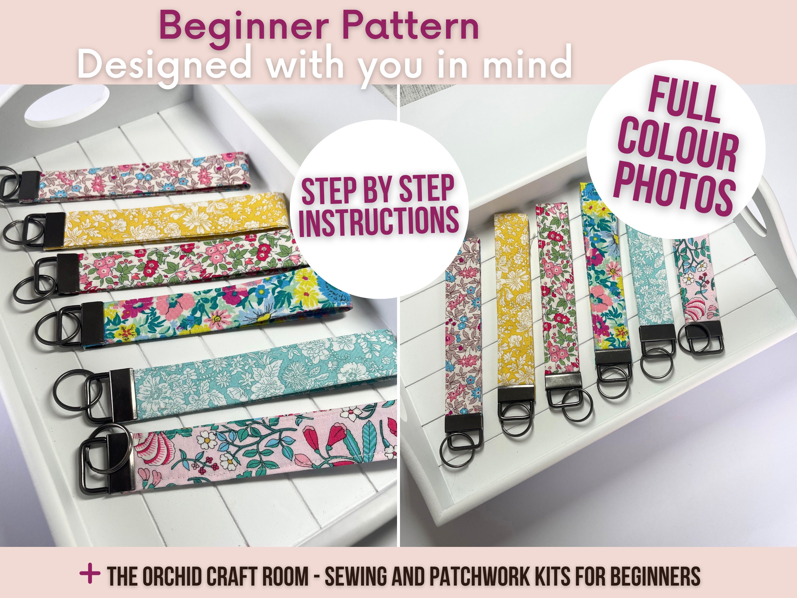 Fabric Wristlet Sewing Pattern: Beginner-friendly Key Fob (PDF Pattern ...