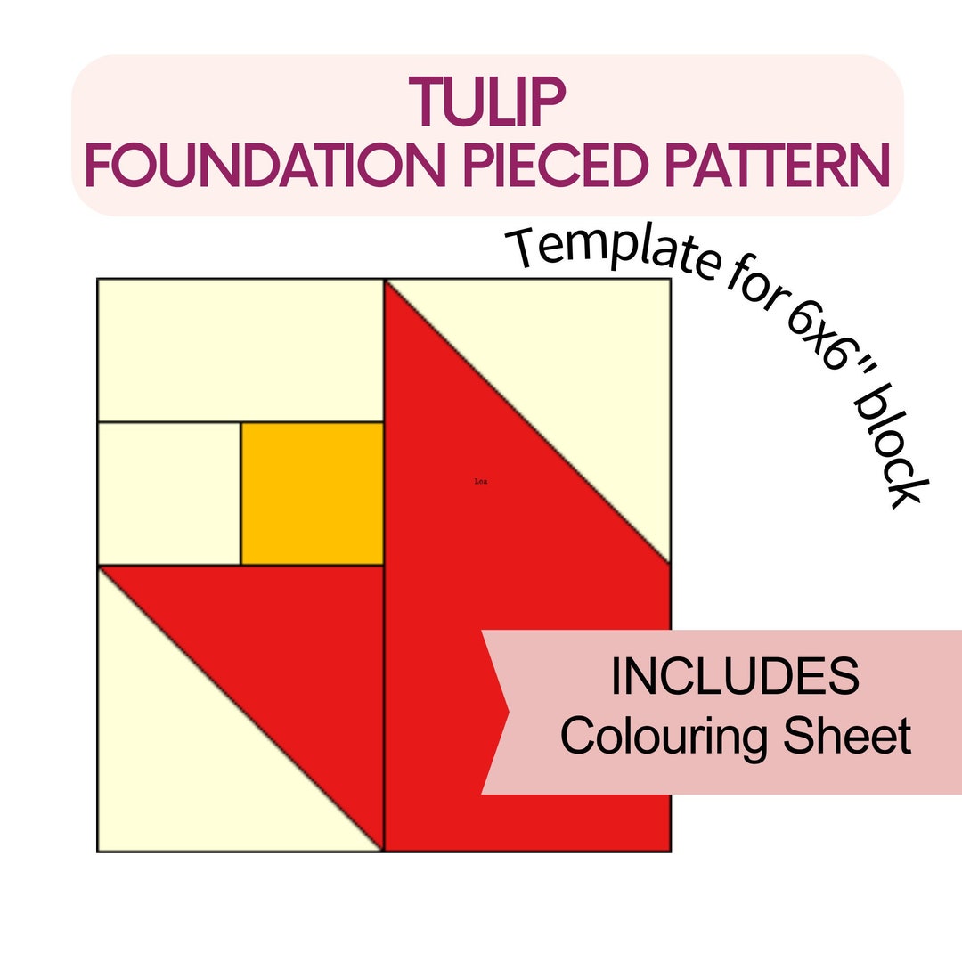Flower Foundation Paper Pieced Pattern, Tulip Quilt Block, FPP ...