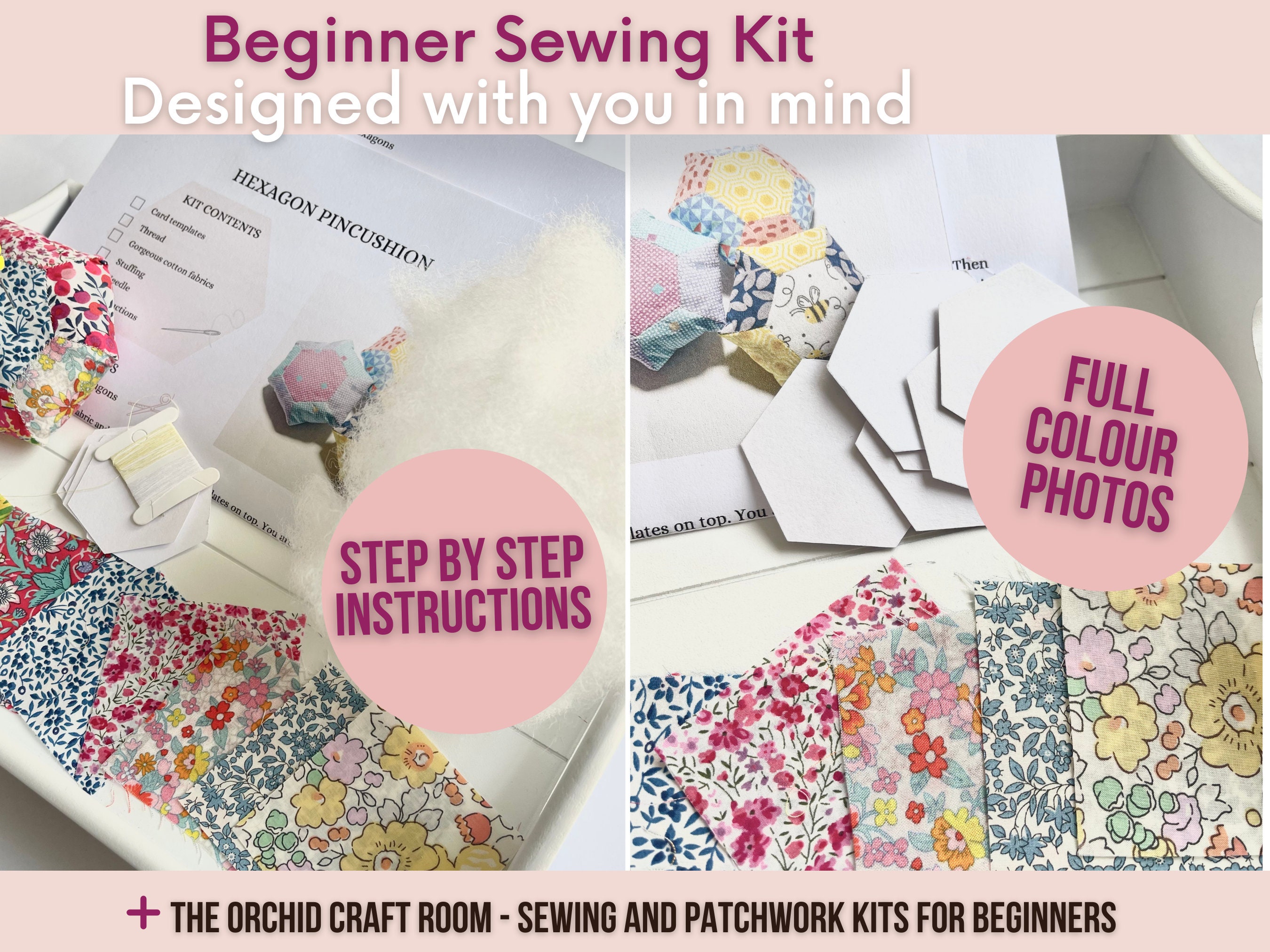 English Paper Piecing Kit / EPP Pattern, Paper Piecing Kit, Beginner ...