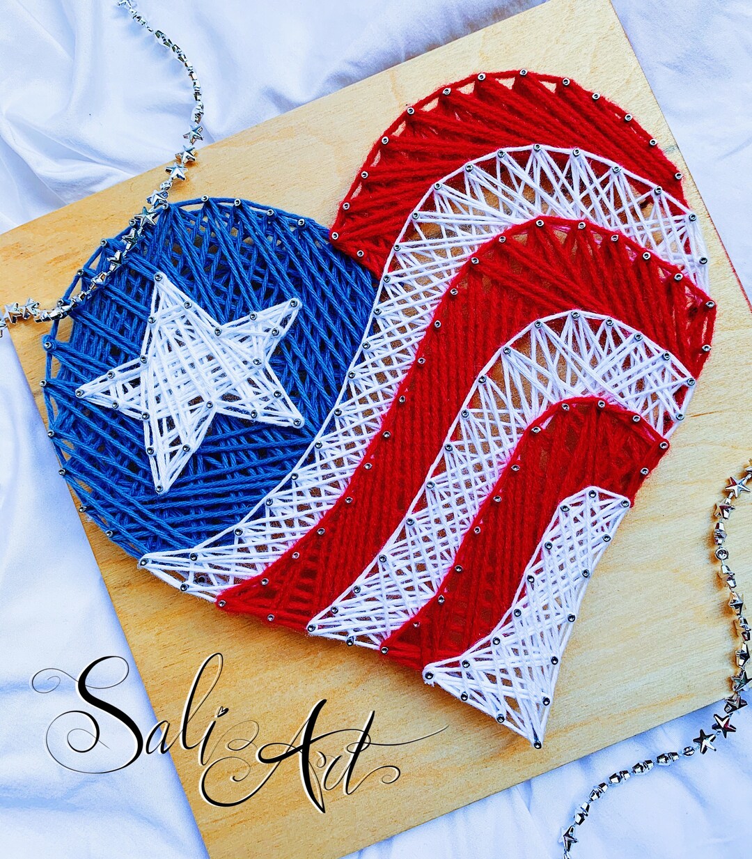 American Flag Heart String Art, American String Art, Military String ...