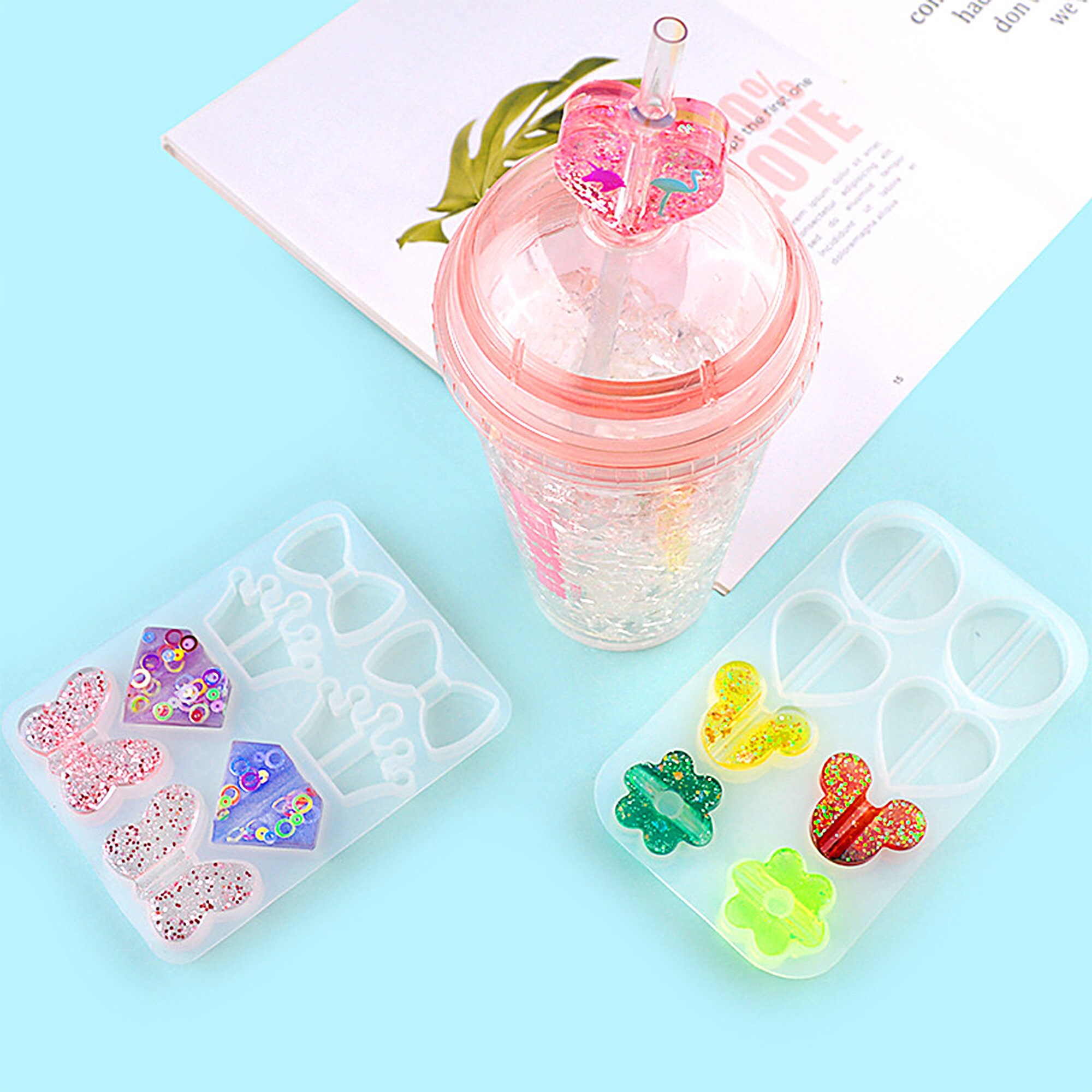 Variety Straw Topper Mold Resinsilicone Straw Topper Mold for - Etsy