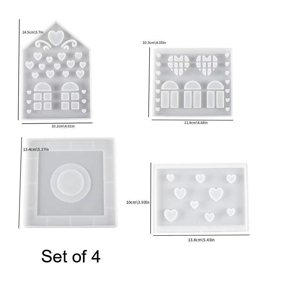 Lovely Heart House Mold for Resin Concrete Cement Gypsum Clay Plaster ...
