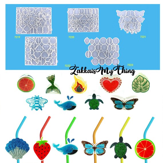 A Variety of Straw Topper Resin Molds Silicone Straw Topper - Etsy