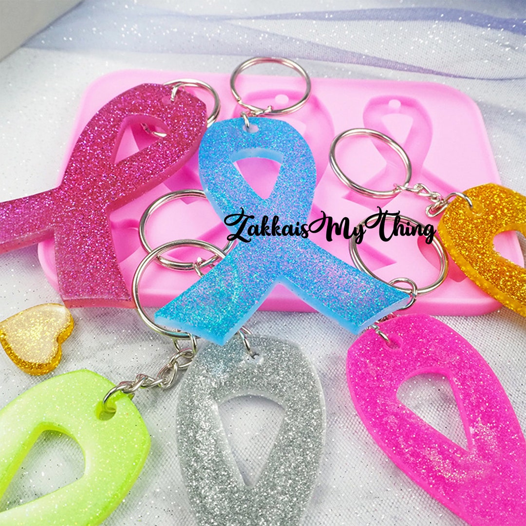 Silicone Awareness Ribbon Keychain Mold for Resin,awareness Ribbon ...