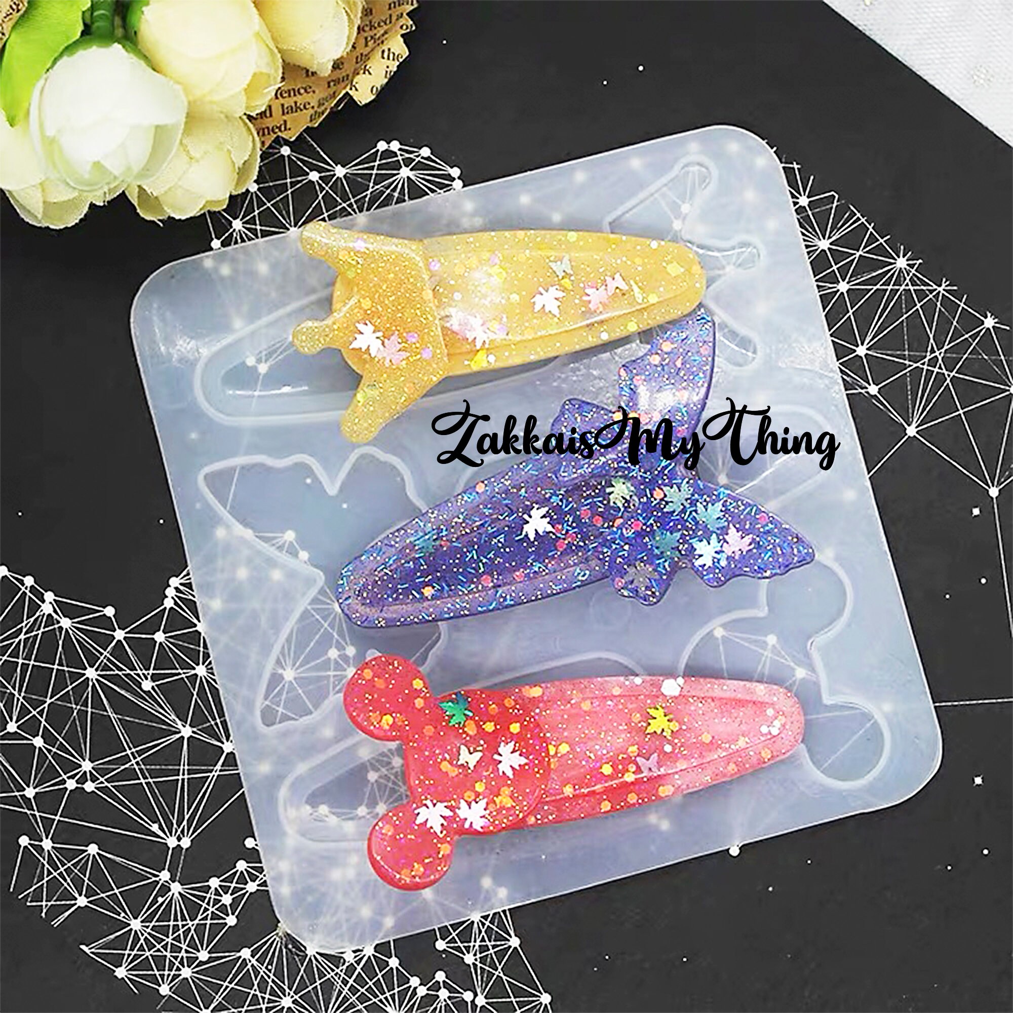 Barrette Mold,silicone Mold for Resin,hair Clips,mickey Head Hair Clip ...