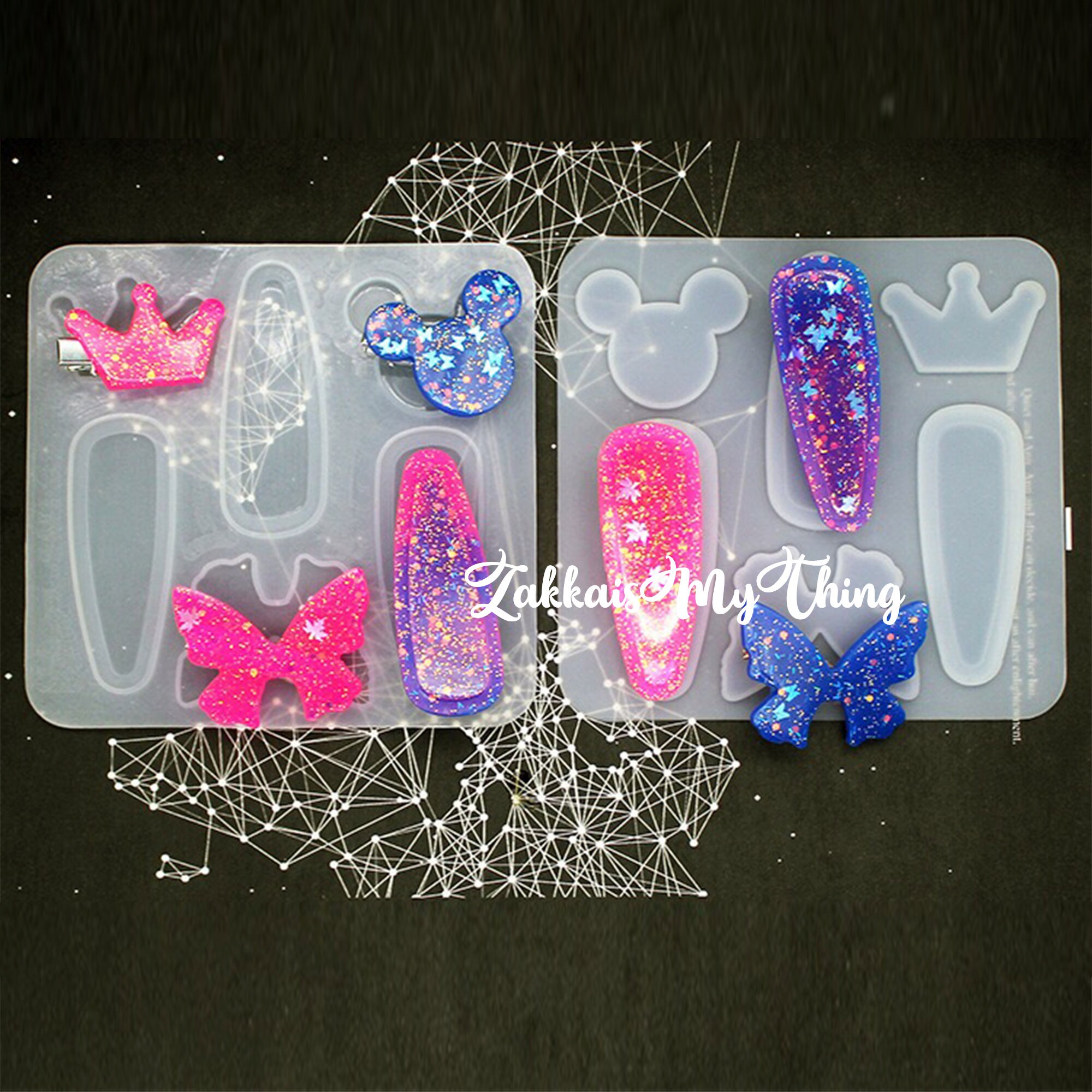 Barrette Mold,silicone Mold for Resin,hair Clips,mickey Head Hair Clip ...