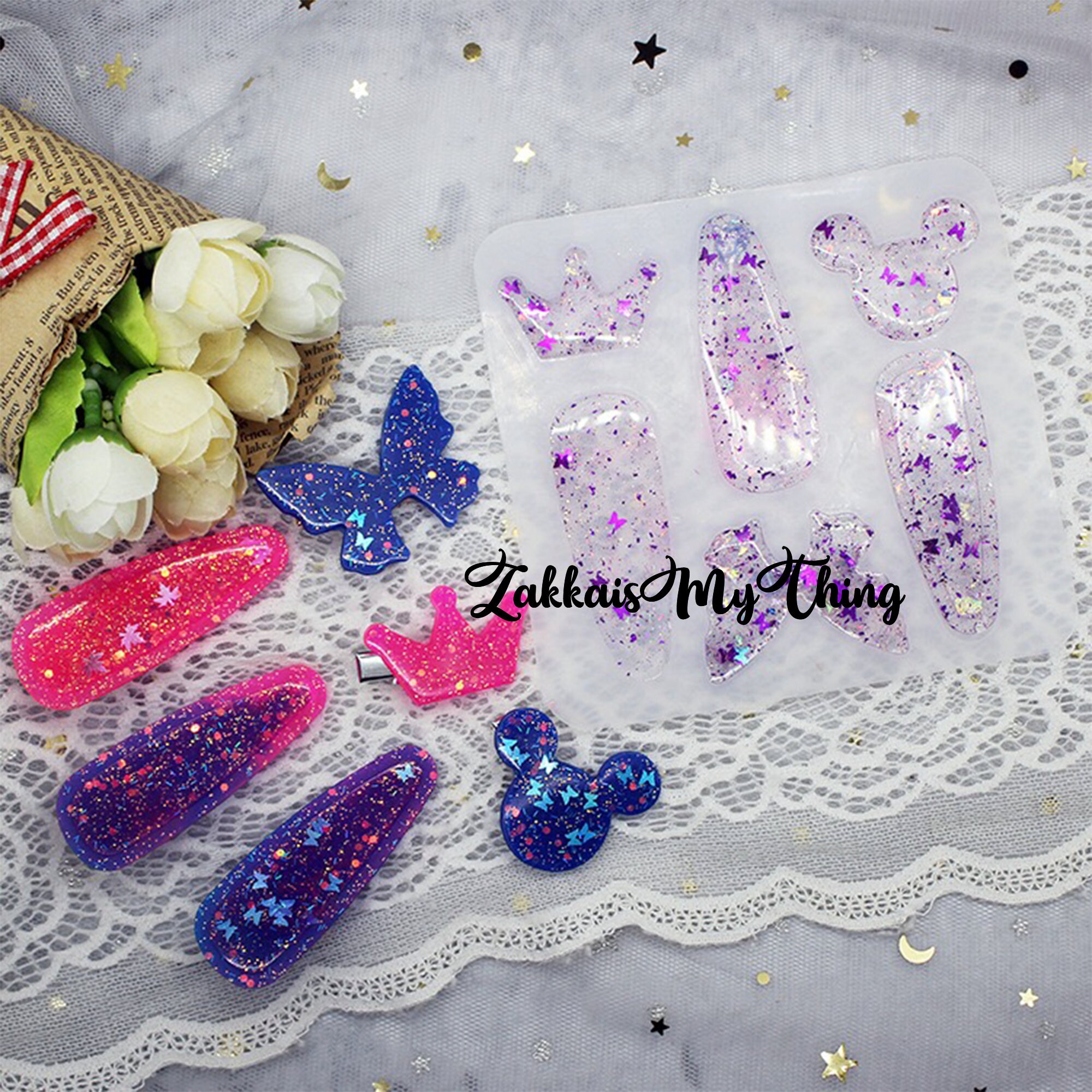 Barrette Mold,silicone Mold for Resin,hair Clips,mickey Head Hair Clip ...