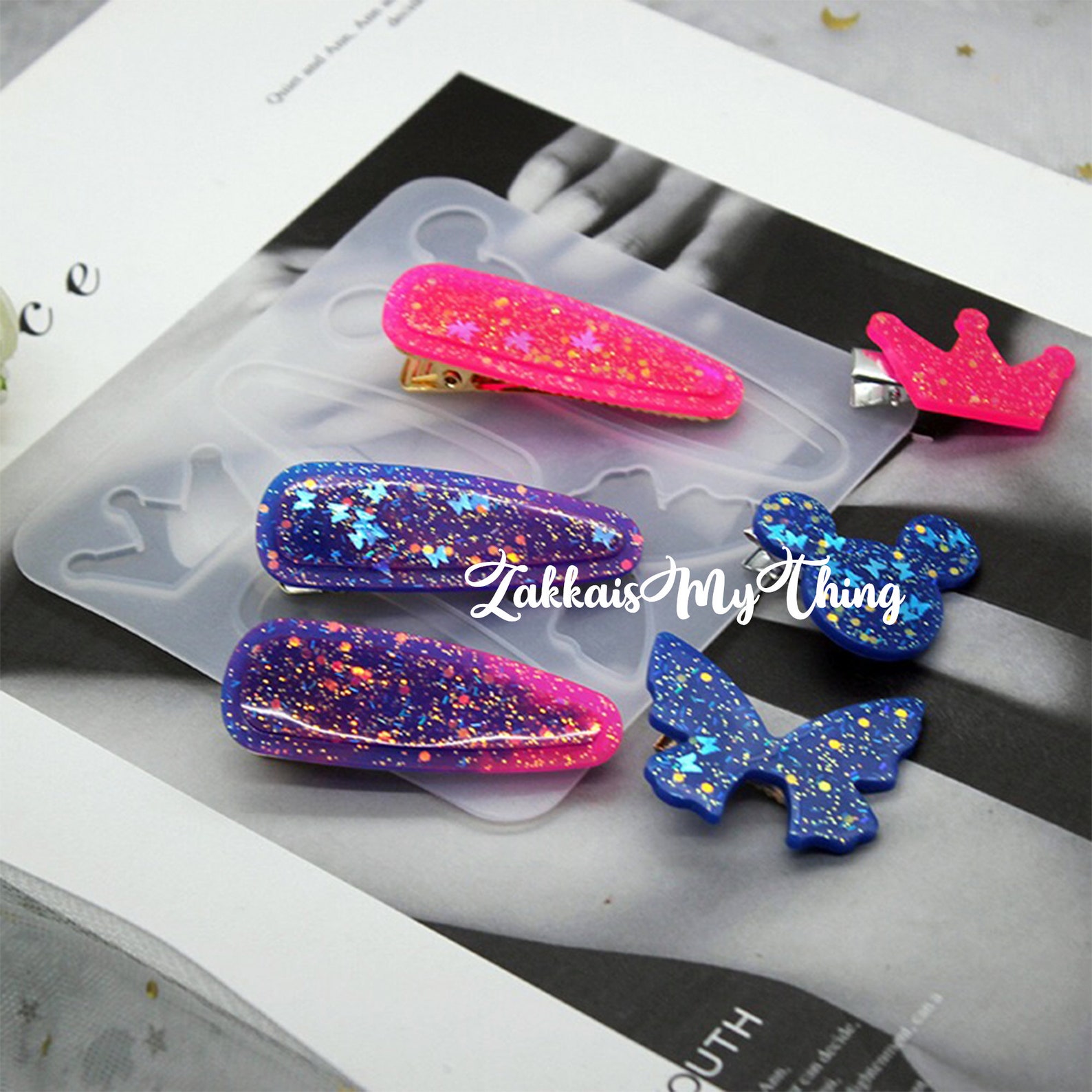 Barrette Mold,silicone Mold for Resin,hair Clips,mickey Head Hair Clip ...