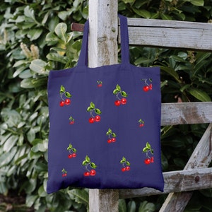 Cherry Tote Bag, Fruit Tote Bag, Grocery Bag, Fabric Bag, Tote Bag ...