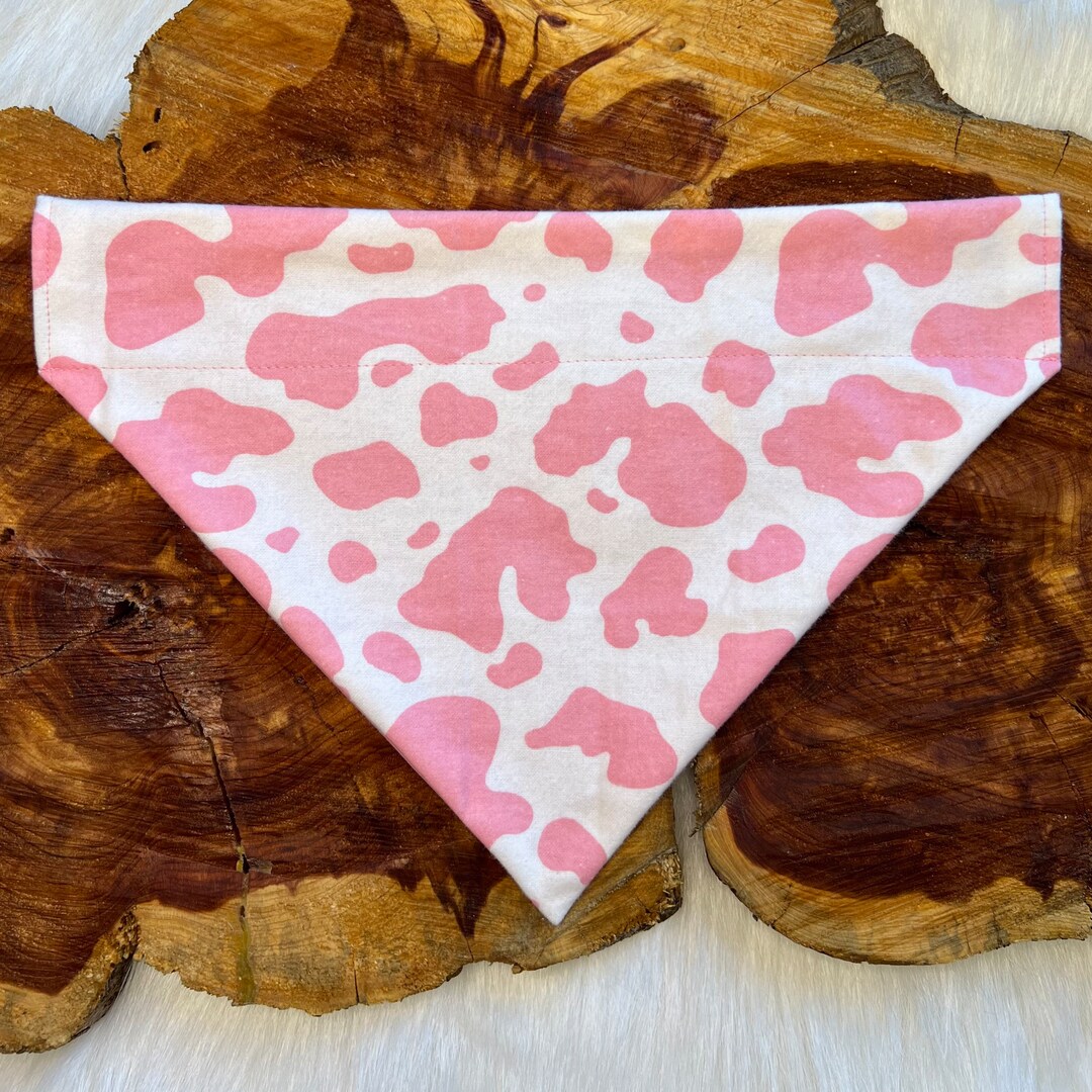 Pink Cow Print Dog Bandana Snap on or Over the Collar - Etsy