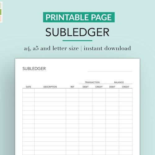 Subledger Printable PDF US Letter A4 A5 Instant | Etsy