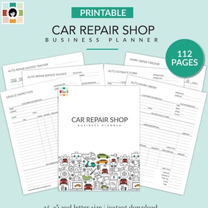 Car Repair Shop Business Planner | Printable | PDF | US | A4 A5 ...