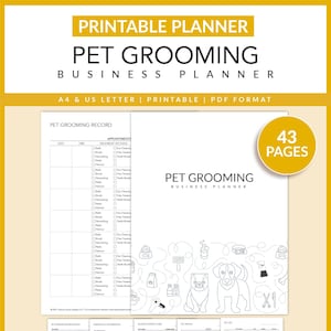 Pet Grooming Business Planner | Printable | Pet Groomer | Pet Report ...