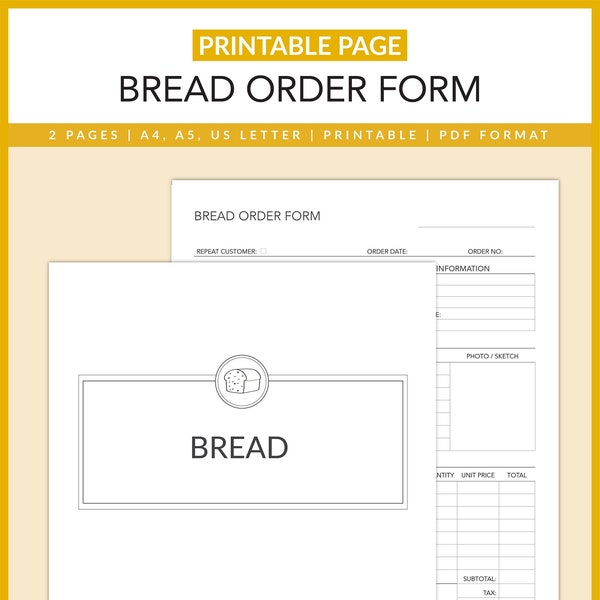 Bakery Order Form - Etsy
