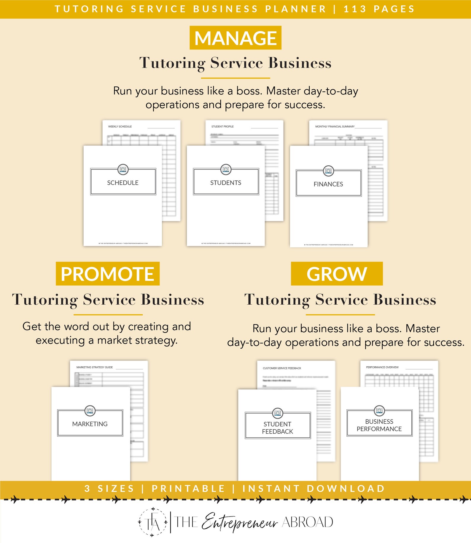 Tutoring Service Business Planner Printable Tutor - Etsy