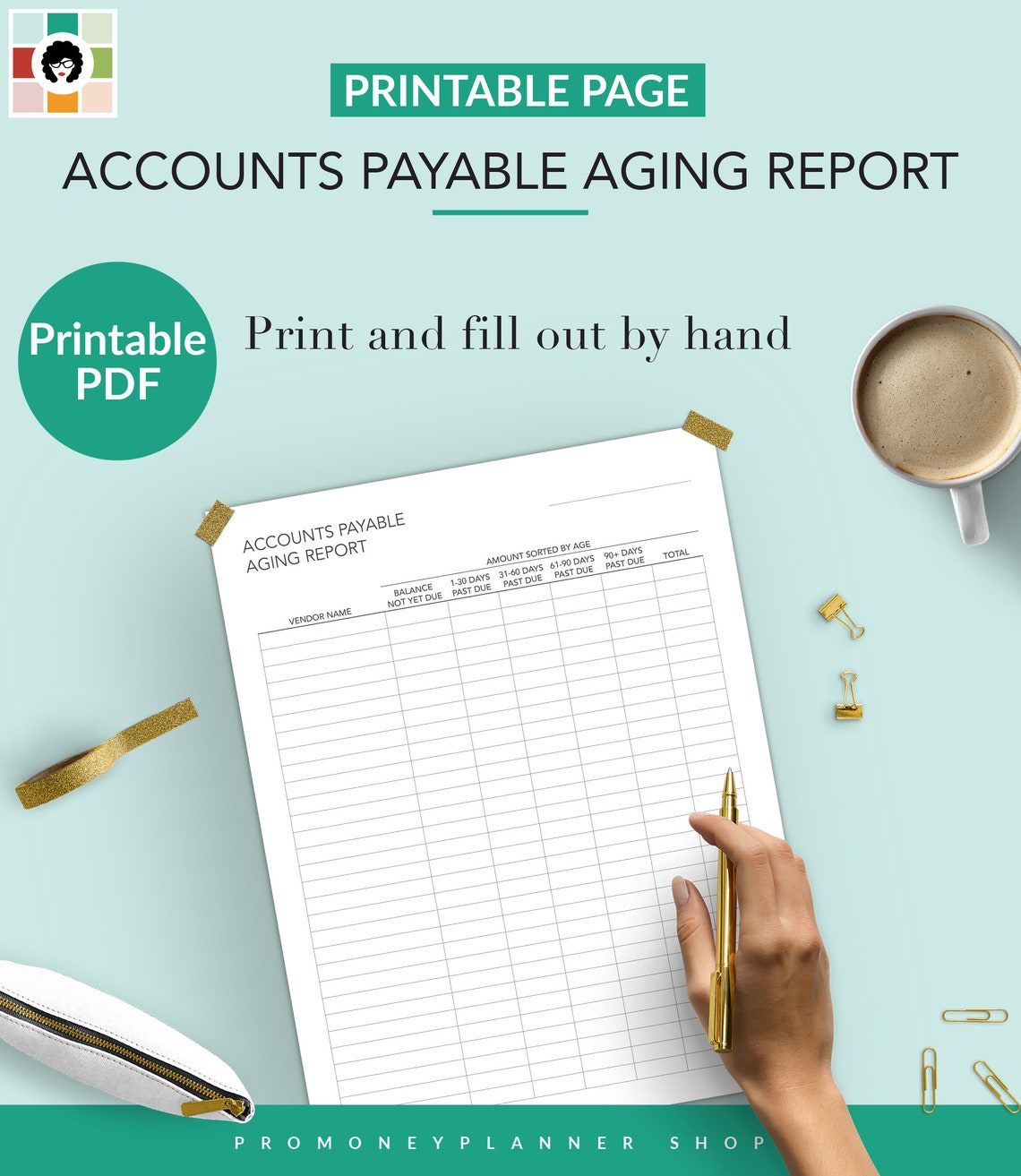 Accounts Payable Aging Report | Printable | Letter | A4 | A5 | Instant ...