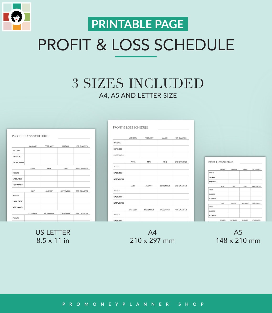 Profit and Loss Schedule | PDF | Letter | A4 | A5 | Instant Download ...