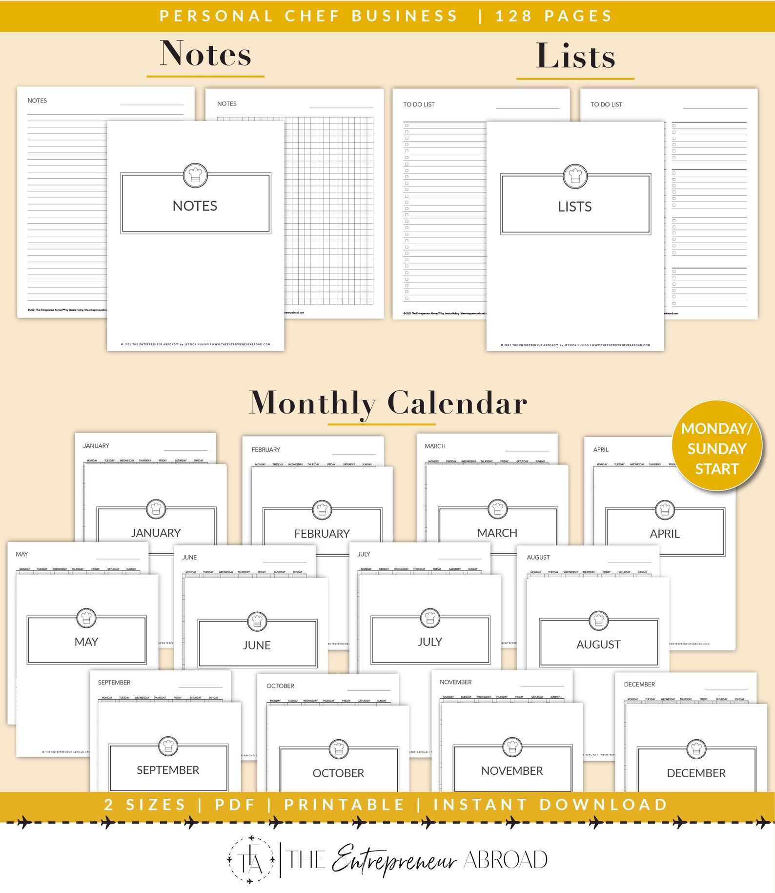 Personal Chef Business Planner Menu Planner Food Business - Etsy