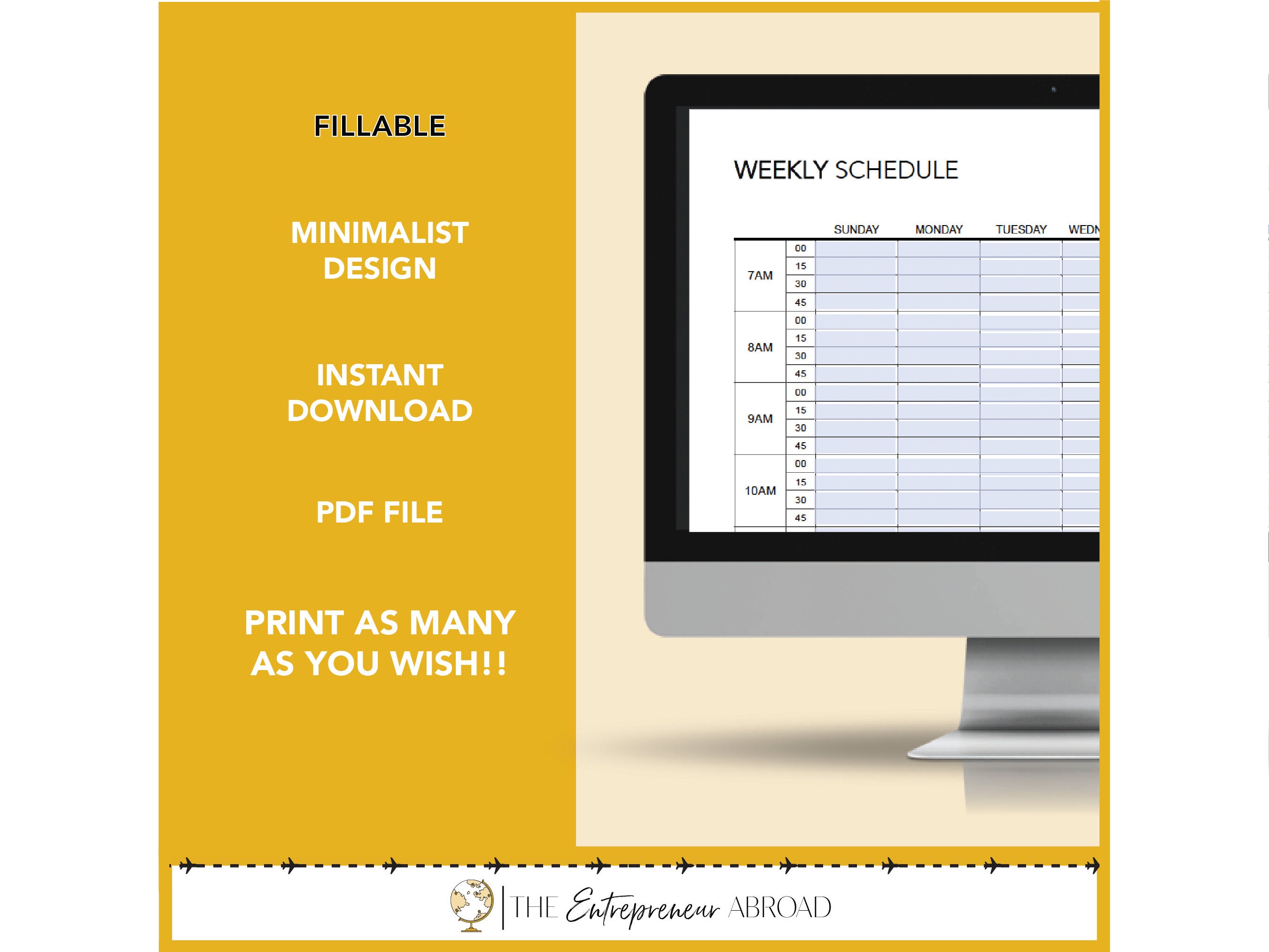 Weekly Schedule Planner | Fillable | Productivity | Time Management ...
