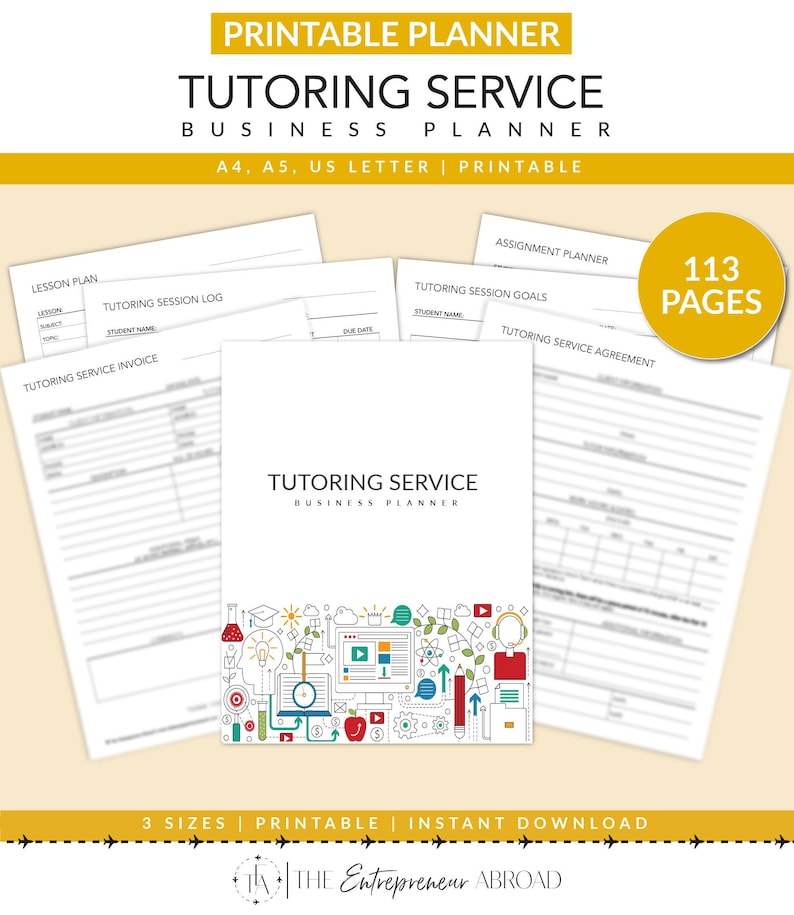 Tutoring Service Business Planner Printable Tutor - Etsy
