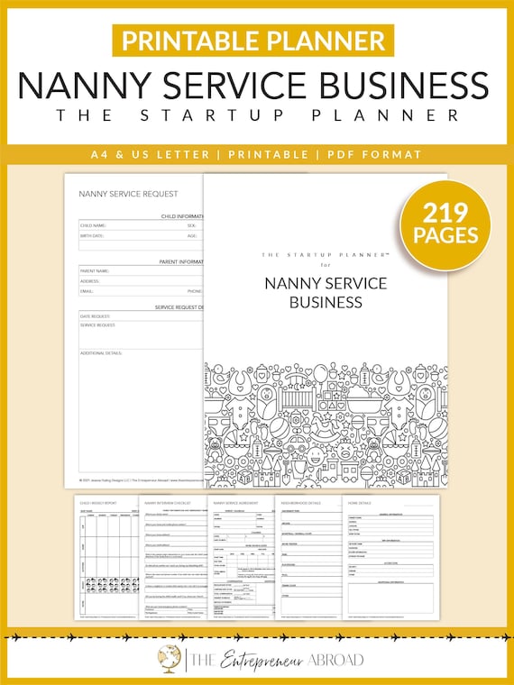 Nanny Service Business the Startup Planner Printable | Etsy