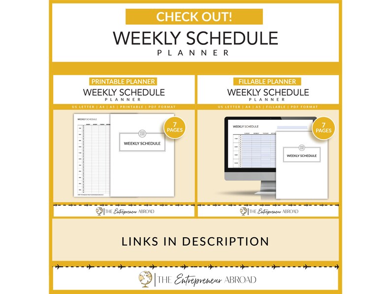 Weekly Schedule Planner | Fillable | Productivity | Time Management ...