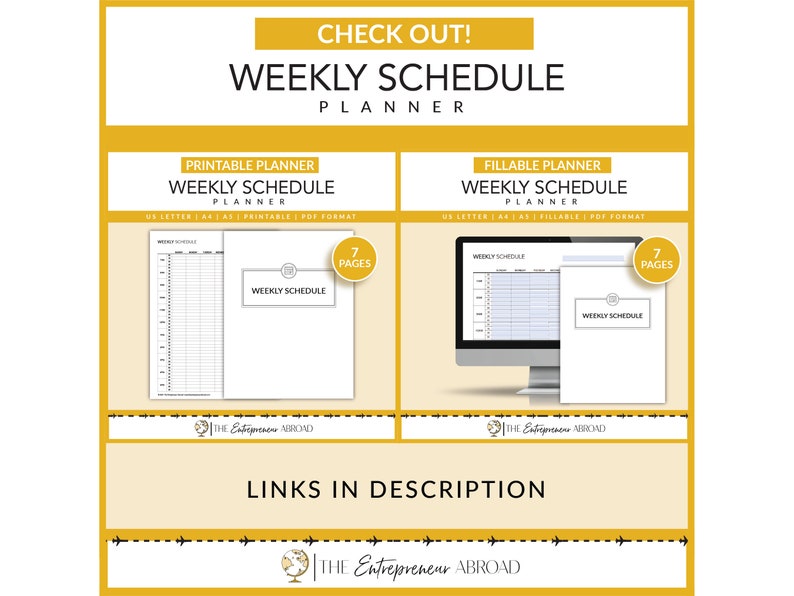 Weekly Schedule Planner Printable: US Letter, A4, A5 (PDF) - Etsy