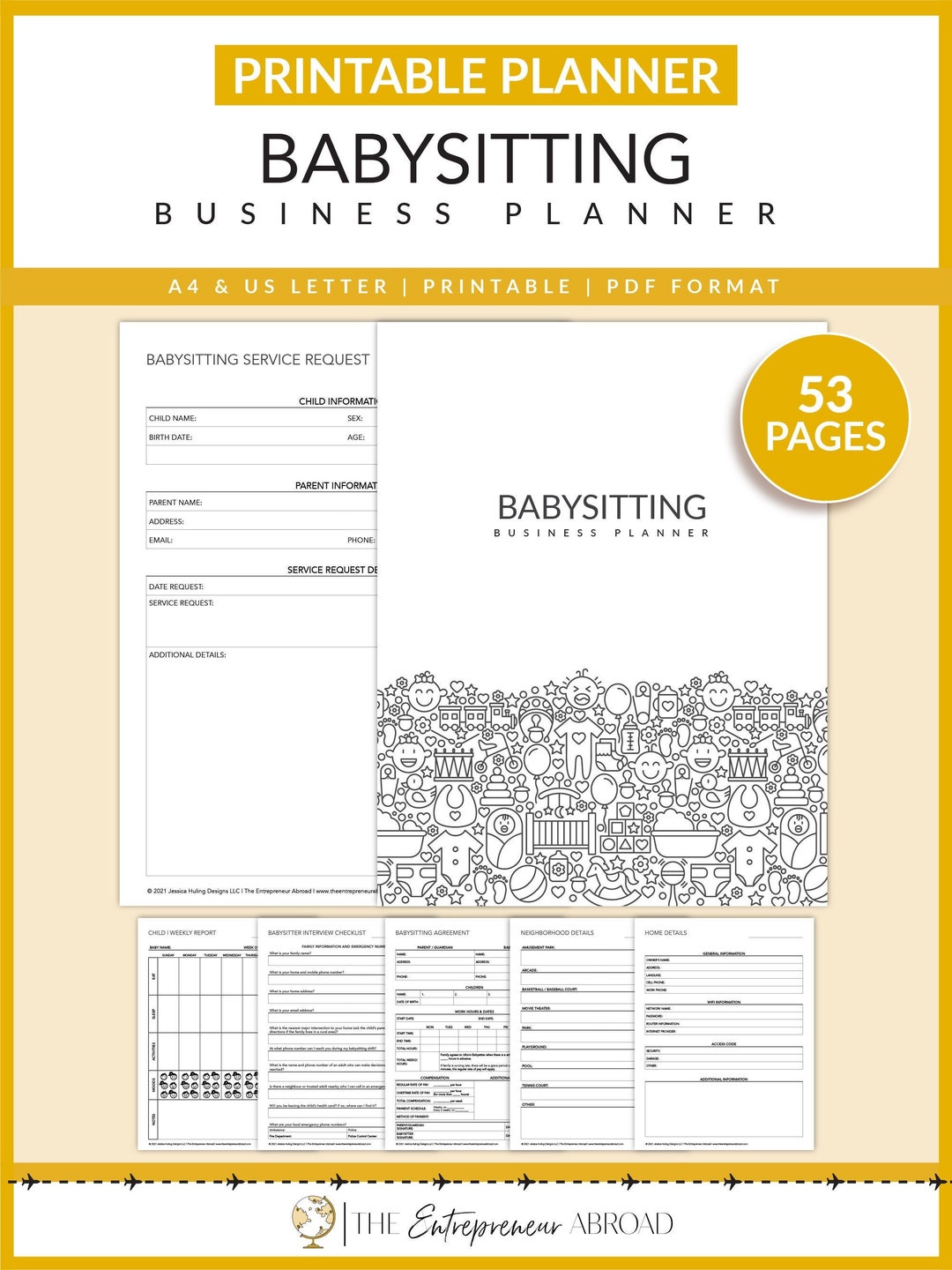 Babysitting Business Planner | Printable | Childcare | Babysitter ...