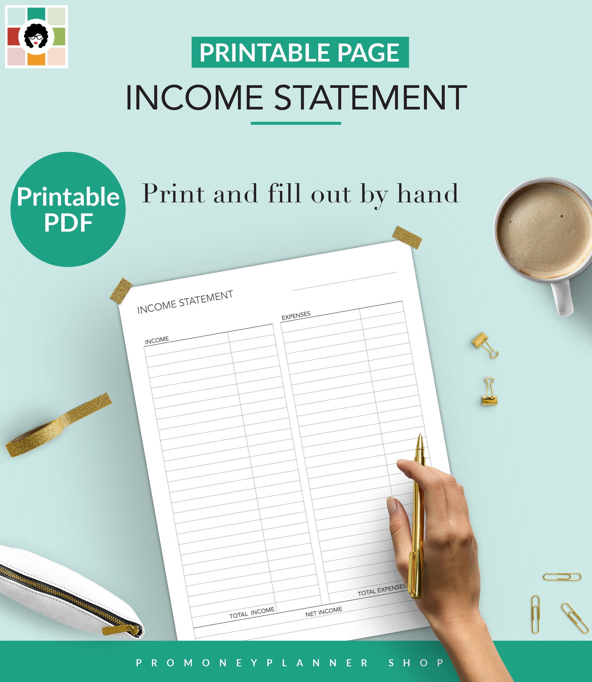 Income Statement Printable PDF Letter A4 A5 Instant Download Accounting ...