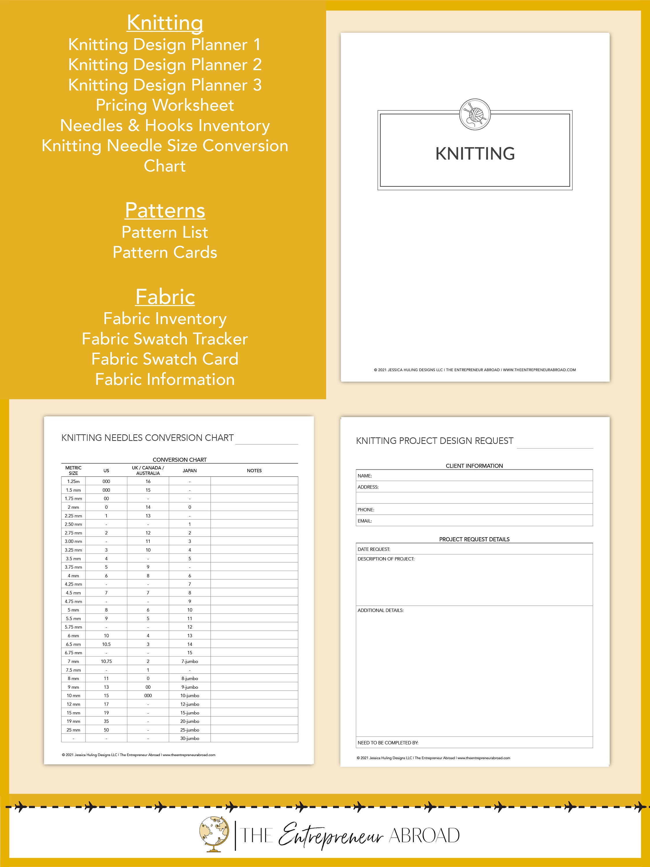 Knitting Business Planner Printable Arts & Crafts Knitting Project ...