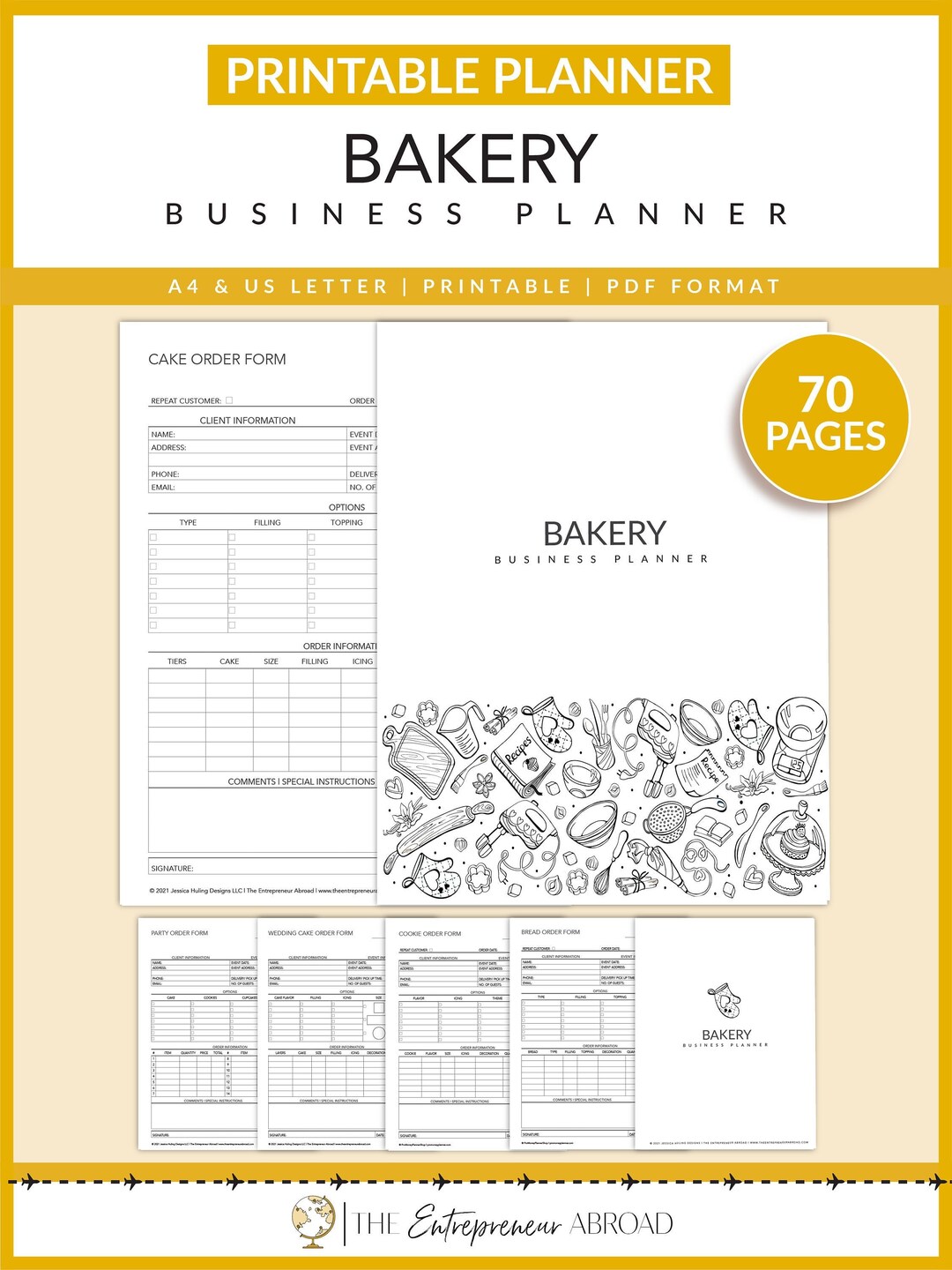 Bakery Business Planner | Printable | Bakery Order Form | Home Bakery ...