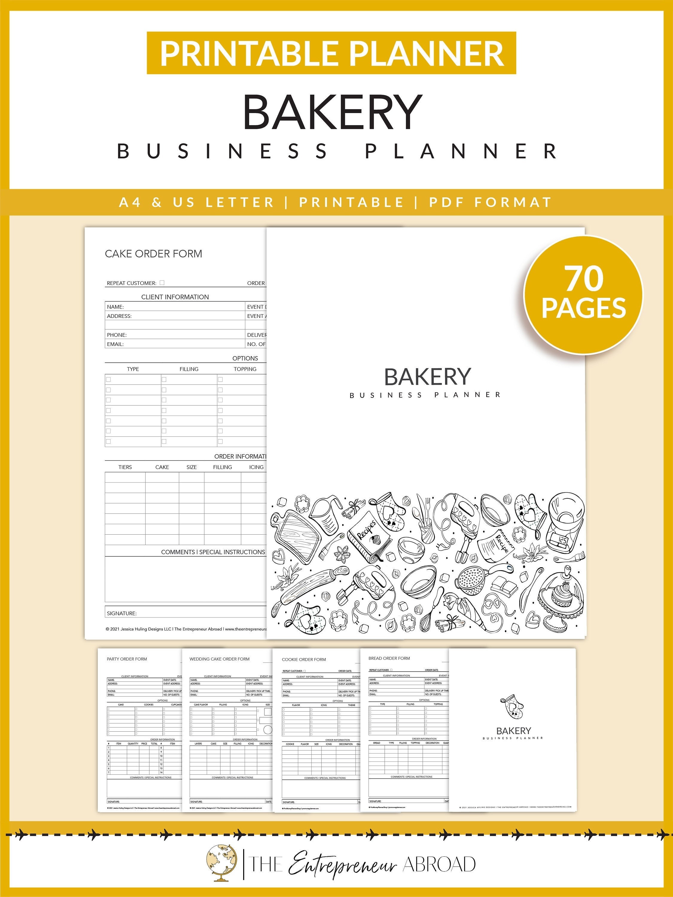 Bakery Business Planner | Printable | Bakery Order Form | Home Bakery ...