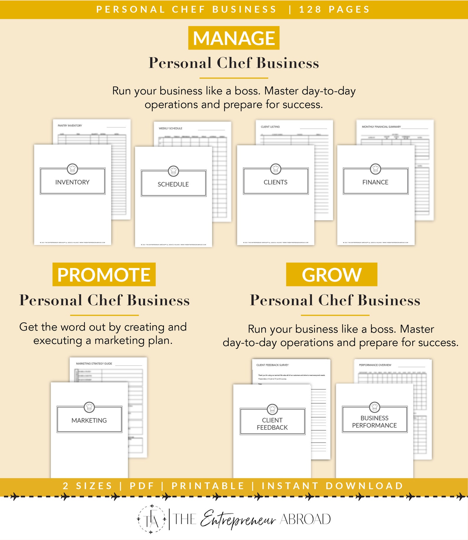 Personal Chef Business Planner Menu Planner Food Business - Etsy
