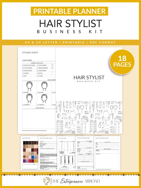 Hair Stylist Business Kit Printable Hair Business Color | Etsy