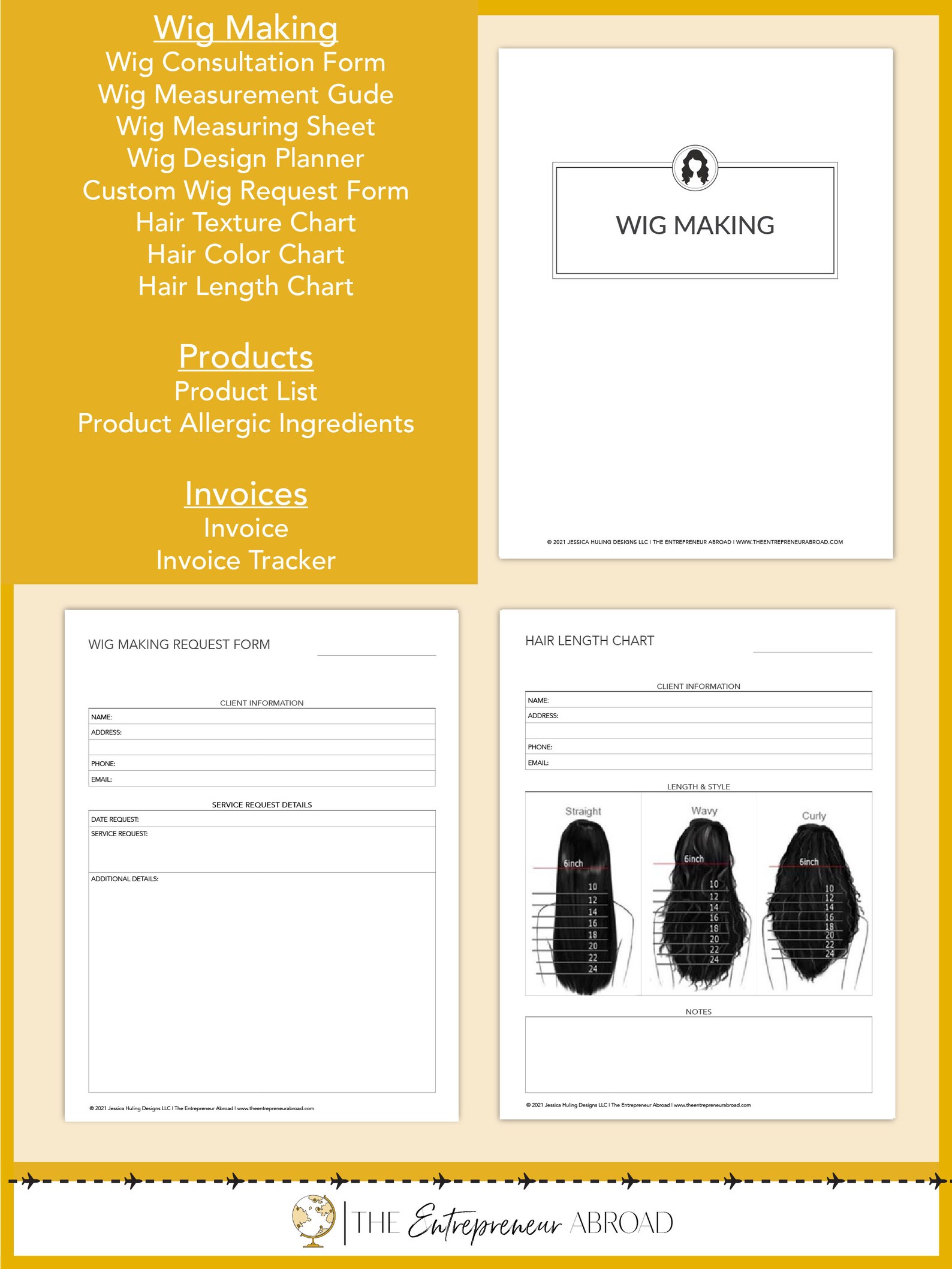 Wig Making Business Kit | Printable | Hair Business | Wigs Order Form ...
