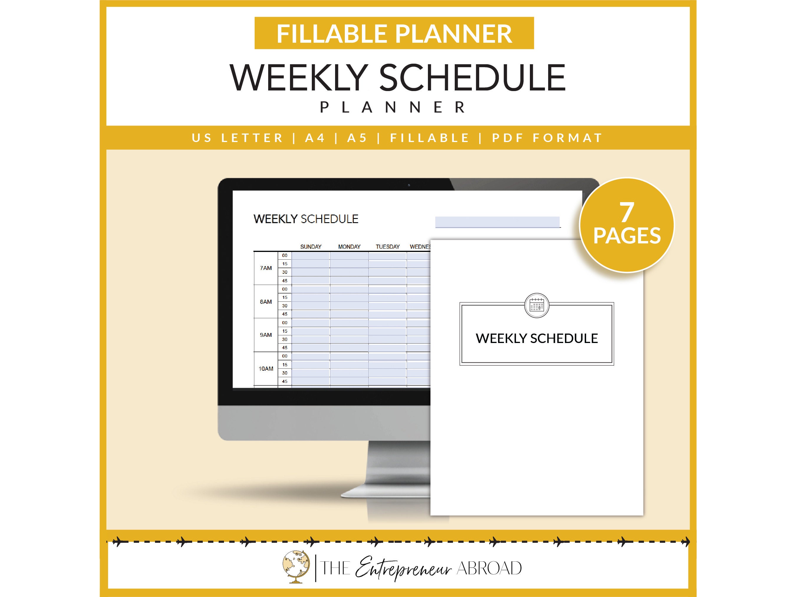 Weekly Schedule Planner | Fillable | Productivity | Time Management ...