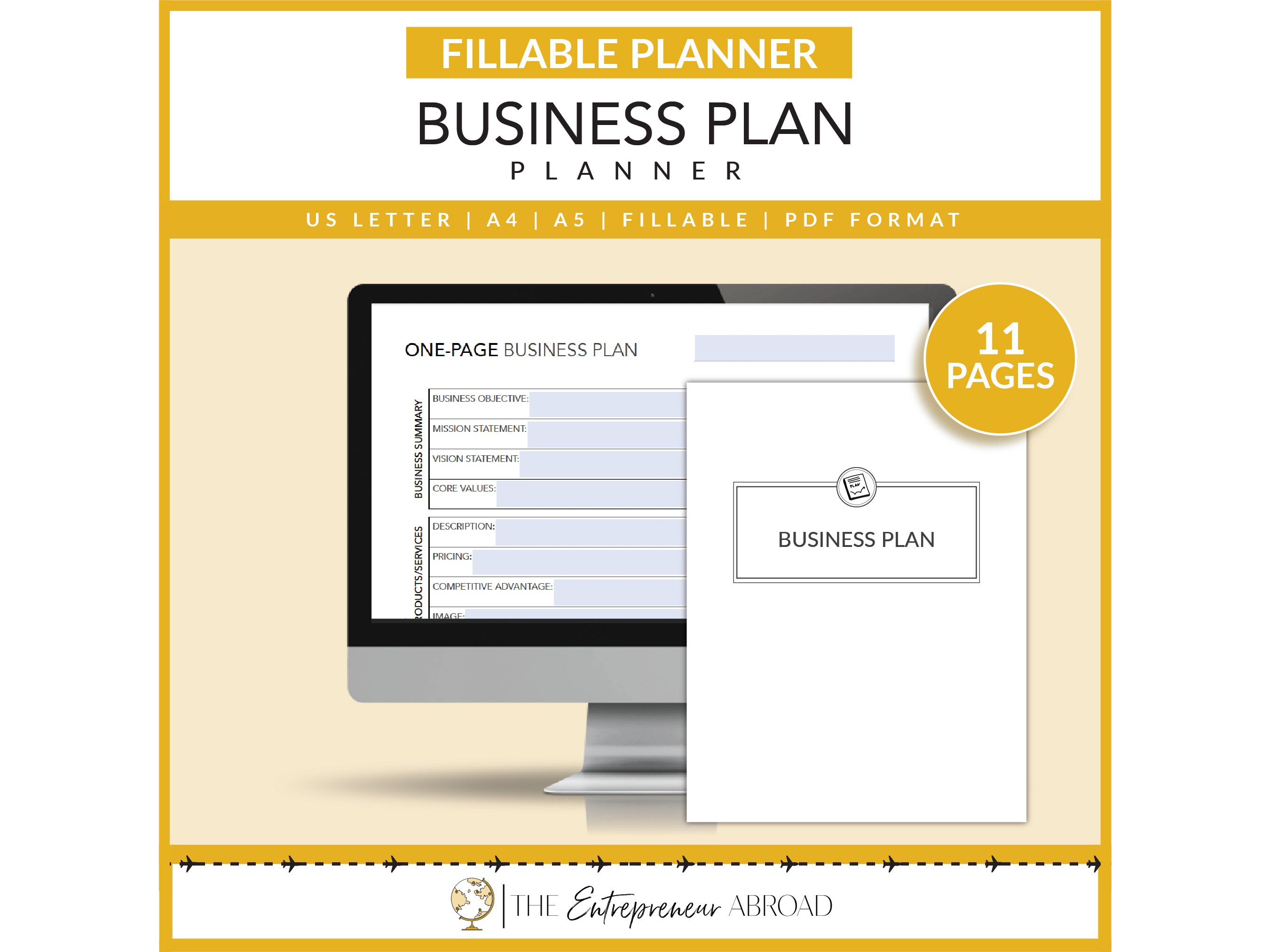 Business Plan Bundle: Fillable & Printable Startup Planner (US Letter ...
