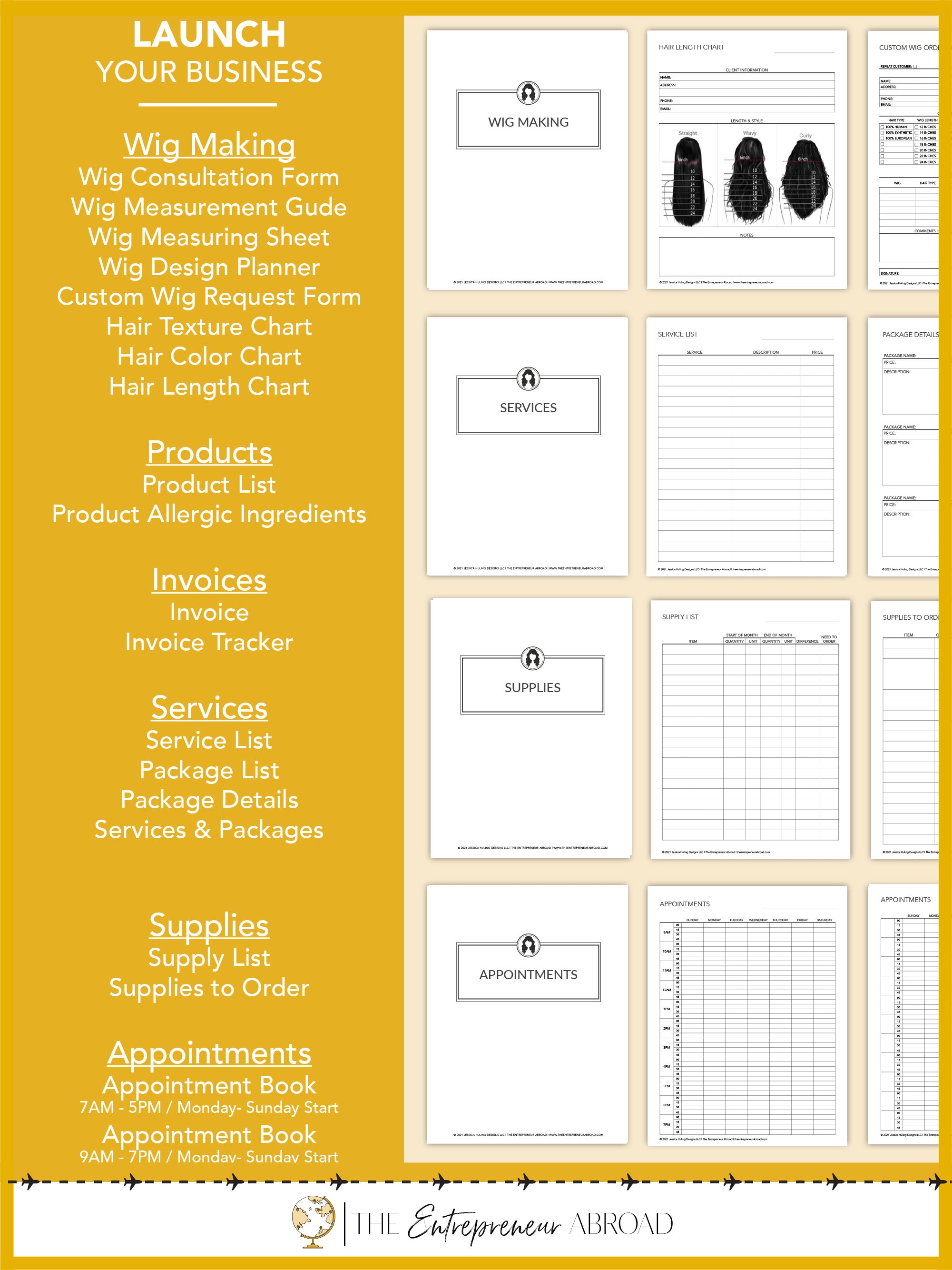 Wig Making Business | The Startup Planner | Printable | Wigs Order Form ...